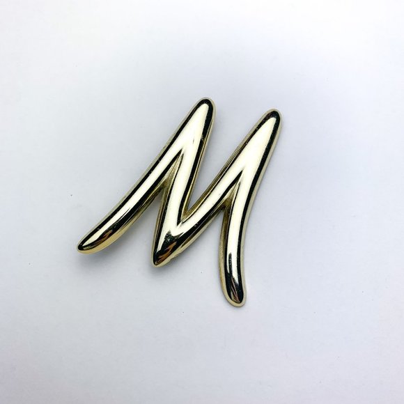 Jewelry | Retro Bright Gold Plastic Pin In The Shape Of A M Or A W ...